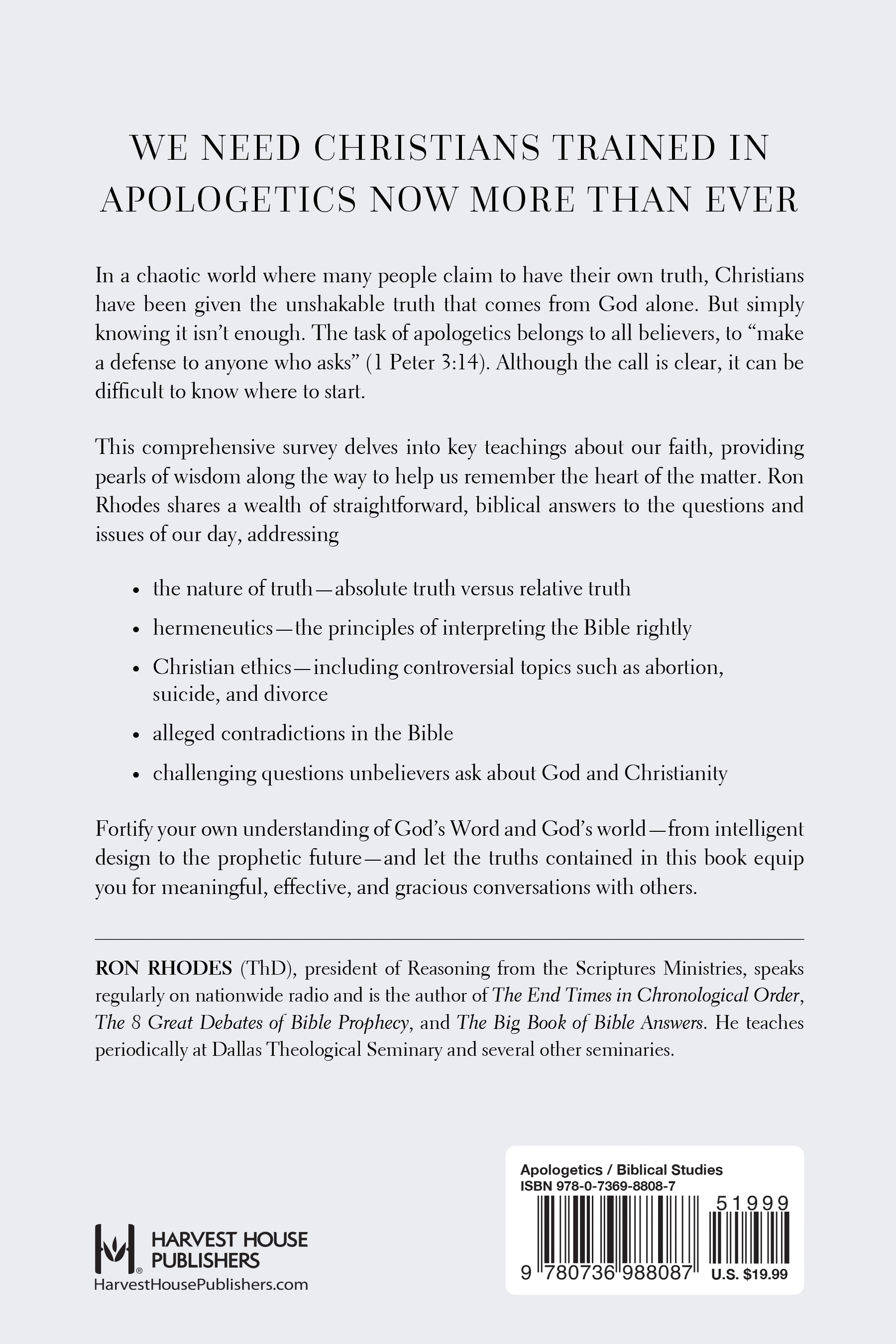 A Popular Survey of Apologetics for Today | Harvest House Publishers